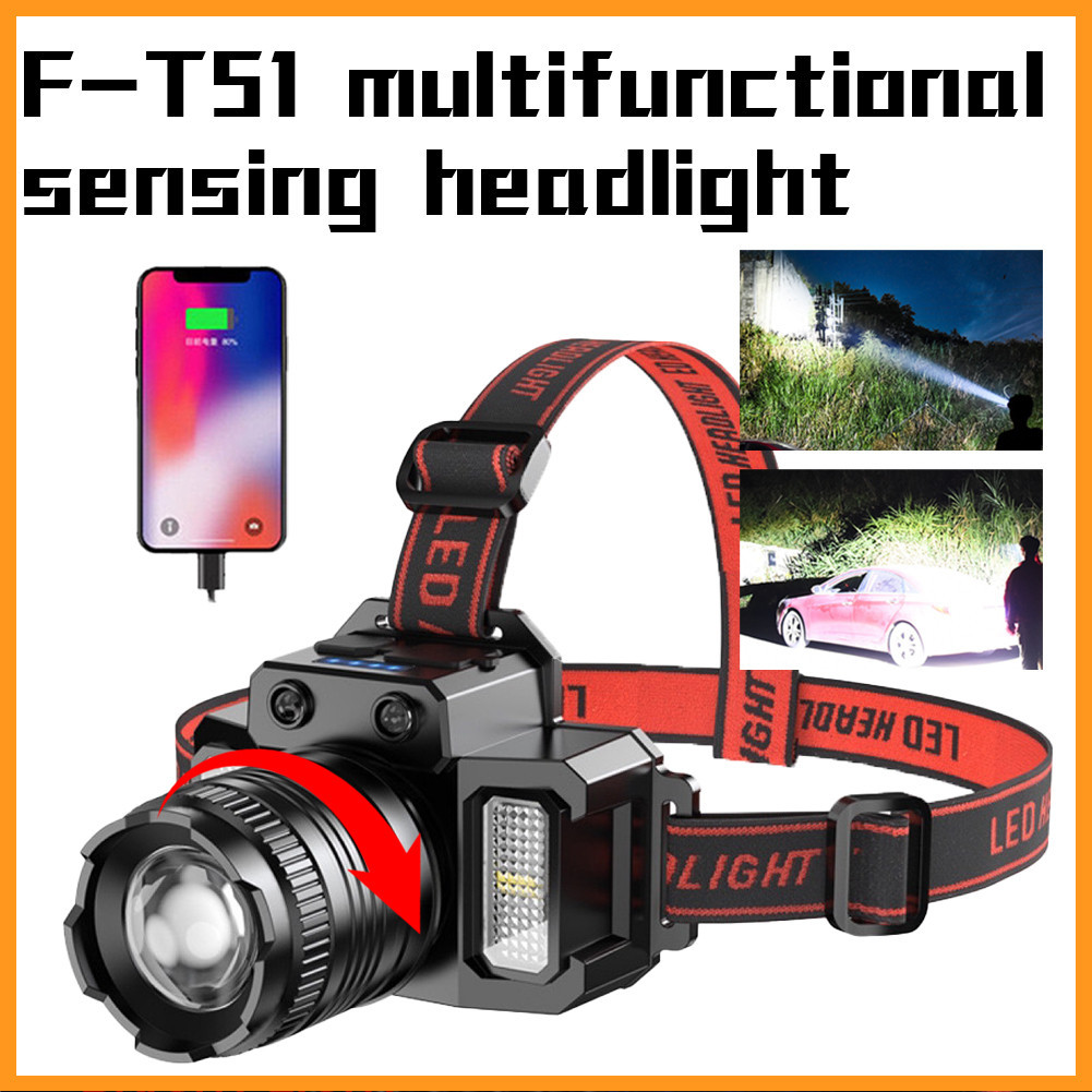 Jual Headlamp F-T51 Super Terang 5000 Lumen Sorot Dengan 6 Mode Cahaya Lampu Kepala LED Dengan ...