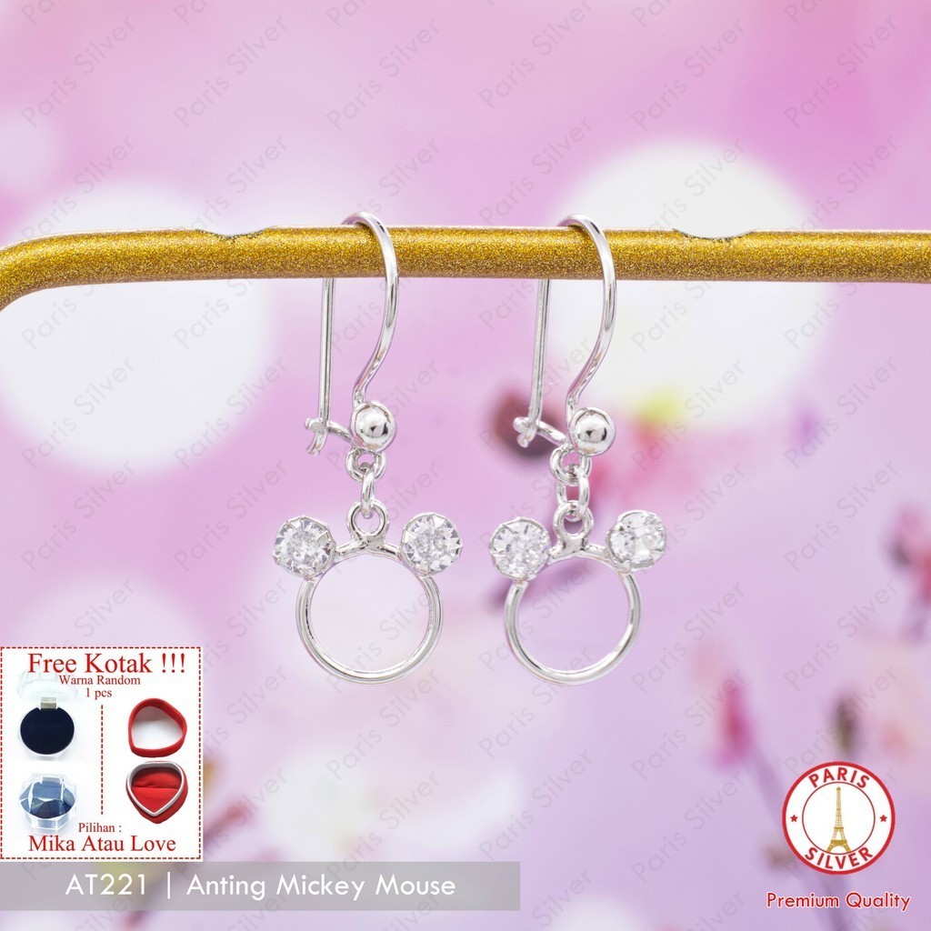 Jual Anting Mickey Mouse Perak Asli Silver 925 Lapis Emas Putih Anak Wanita Tidak Gatal Alergi ...