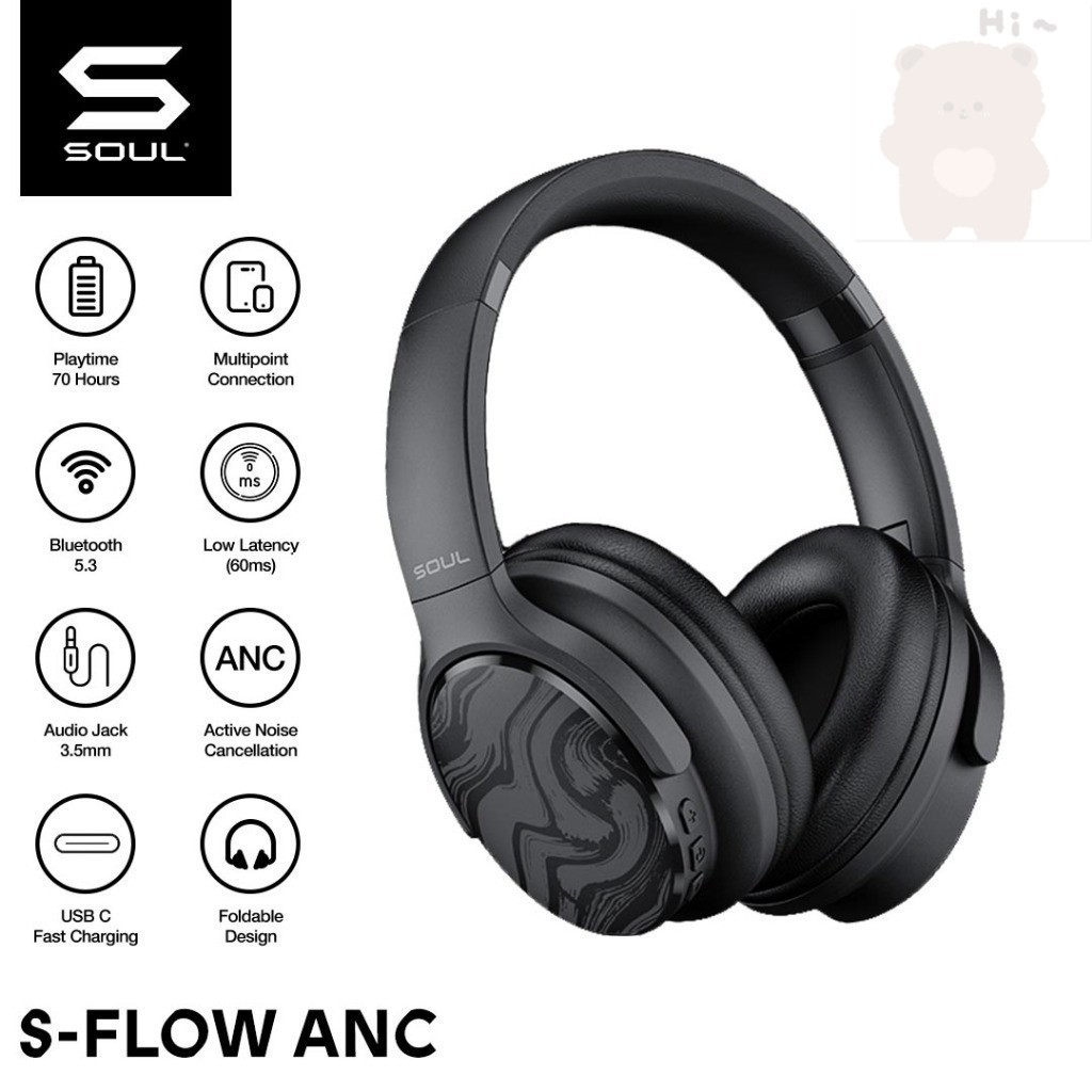 Jual SOUL S-Flow ANC Over-Ear Stereo Headphones, Konektivitas Bluetooth ...