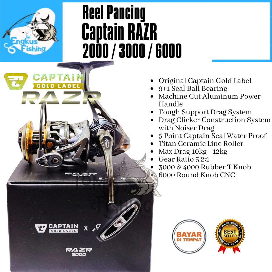 Jual Reel Pancing CAPTAIN RAZR 2000 / 3000 / 6000 Gold Label (9+1 ...