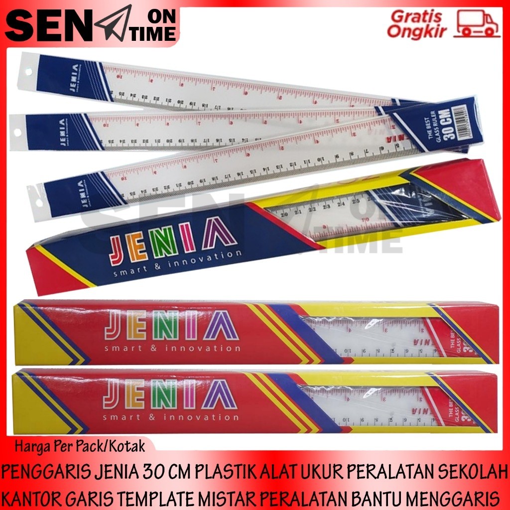 Jual Penggaris Jenia Pack Mistar Basic 30 Cm Plastik Alat Ukur ...