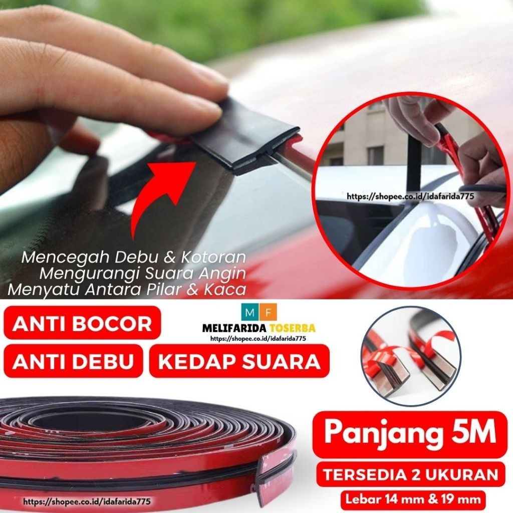 Jual Karet List Strip Segel Celah Kaca Mobil Anti Bocor Noise Reduction ...