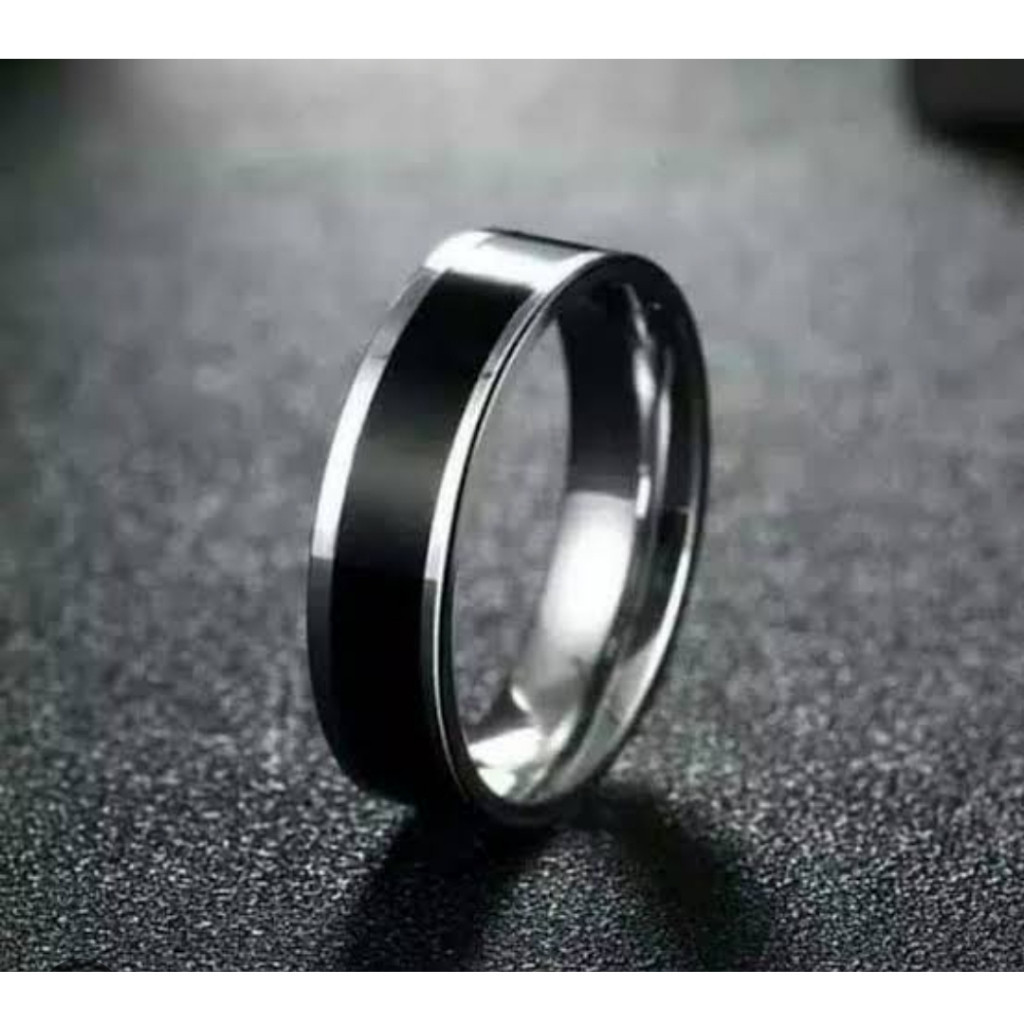 Jual CINCIN COUPLE STAINLESS HITAM LIST SILVER EMAS KUNING FASHION RING ...
