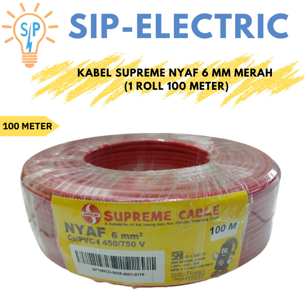 Jual KABEL SUPREME NYAF 6 MM MERAH (1 ROLL 100 METER) SUPREME NYAF 6MM MERAH ORI | Shopee Indonesia