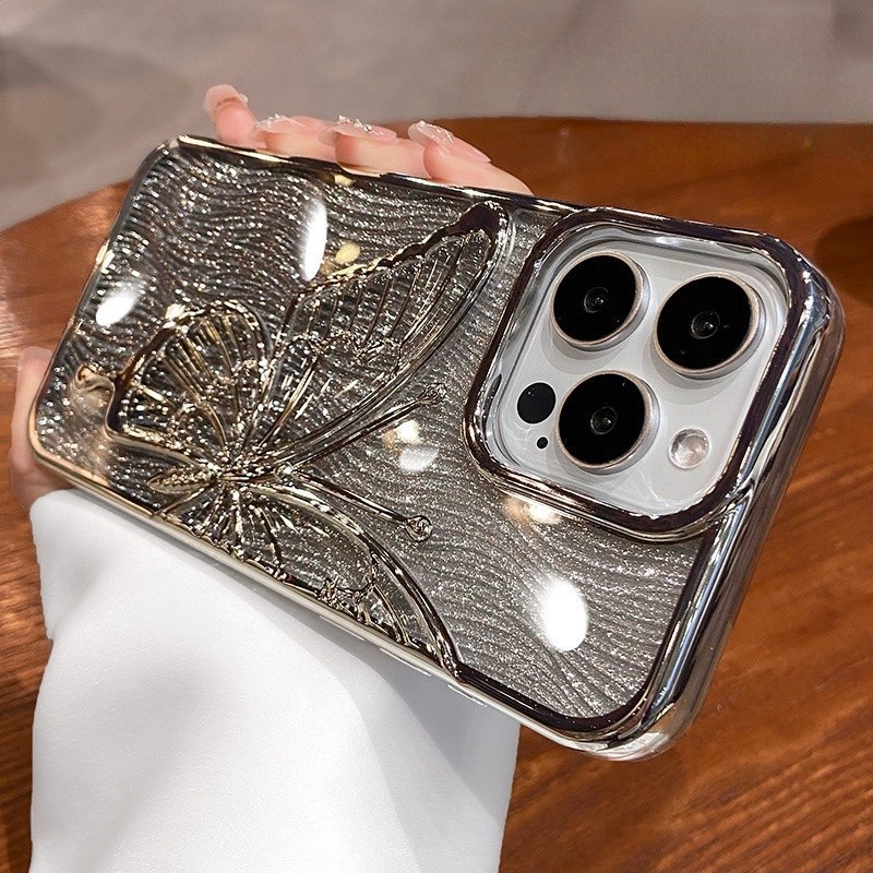 Jual Electroplating three-dimensional butterfly phone case for iPhone ...