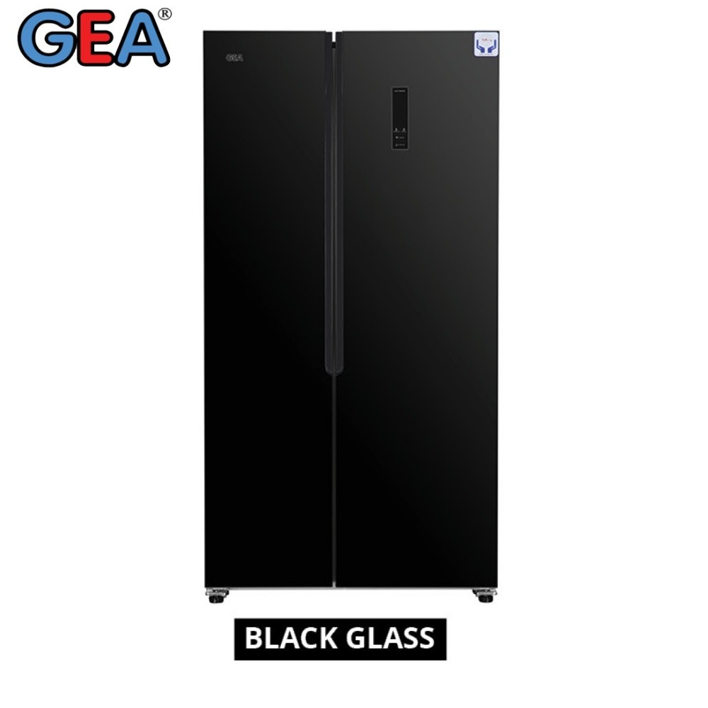 Jual Kulkas Side By Side 2 Pintu Gea G2d-472.R Inox Black Glass 472 ...