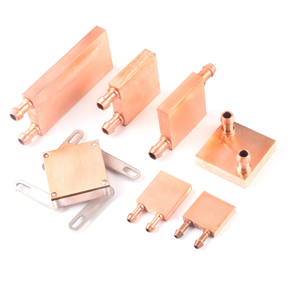 Jual Red copper water-cooled cooling fin 40x40 80mm computer CPU ...