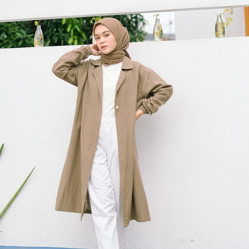 Jual Lozy Hijab - Soren Outer ( Long Blazer Linen ) | Shopee Indonesia