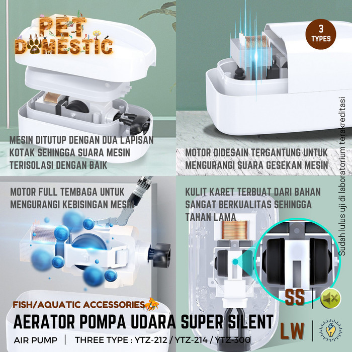 Jual YIY Super Silent Aquarium Aerator Pompa Udara Oksen Air Rator Pump ...