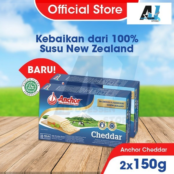 Jual AJS [FS] Anchor Cheddar Block Cheese 2 x 150g - Keju Cheddar Asli ...