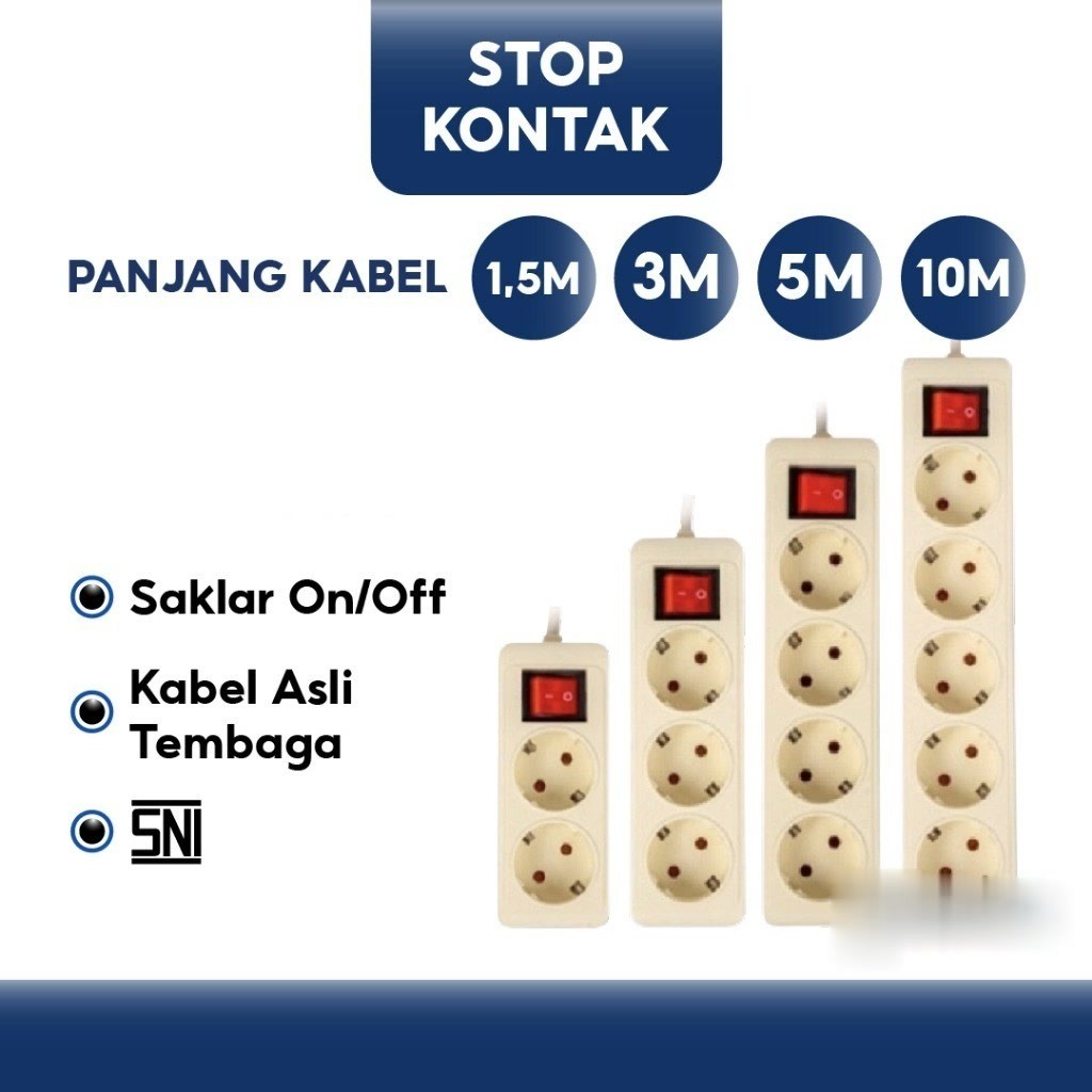 Jual Stopkontak Stop Kontak Terminal Kuningan Kabel Pioline 1.5m 3m 5m 1.5meter 3meter 5meter 2L ...