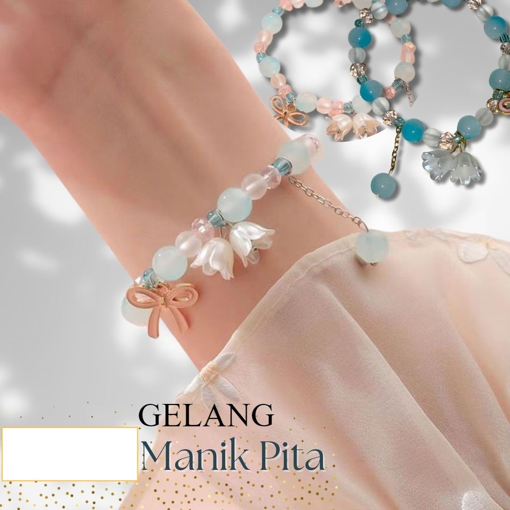 Jual Gelang Manik Mutiara Pita Kupu-kupu 2 Warna Gradasi Aesthetic ...