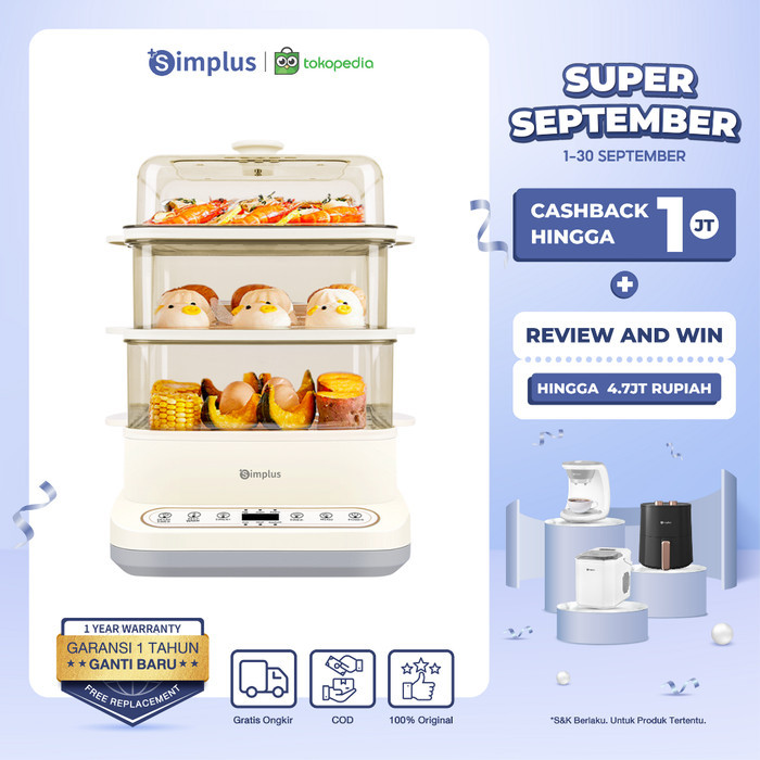 Jual Simplus Electric Cooker 12L Food Steamer Kukusan Listrik 3 Susun ...