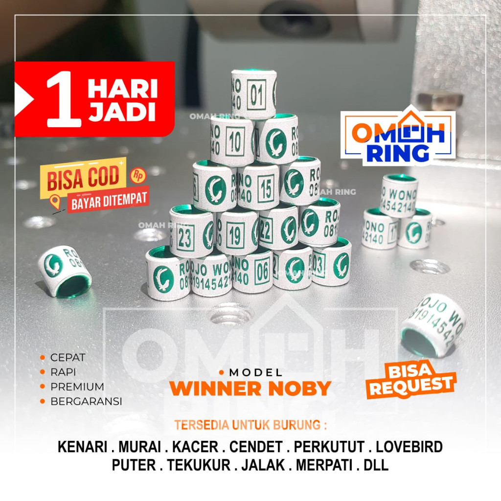 Jual TW14F Omah Ring | Ring Burung Model Winner Noby 25 Biji | Burung ...