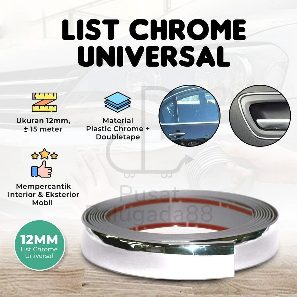 Jual List Chrome Body Moulding Trim 8mm 10mm 12mm 8 10 12 mm Kaca ...