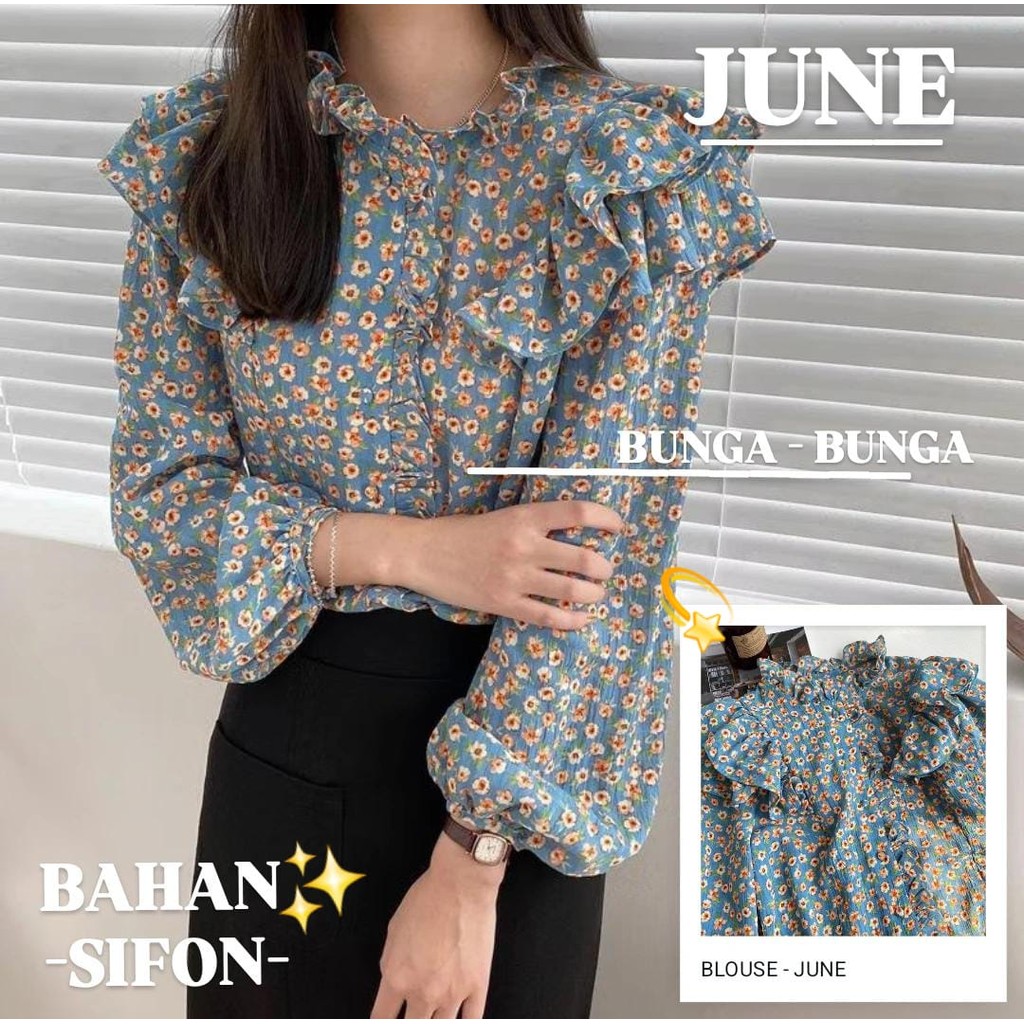 Jual MAOMAO- June Blouse Poly Atasan Wanita Kantor Lengan Ramadhan ...