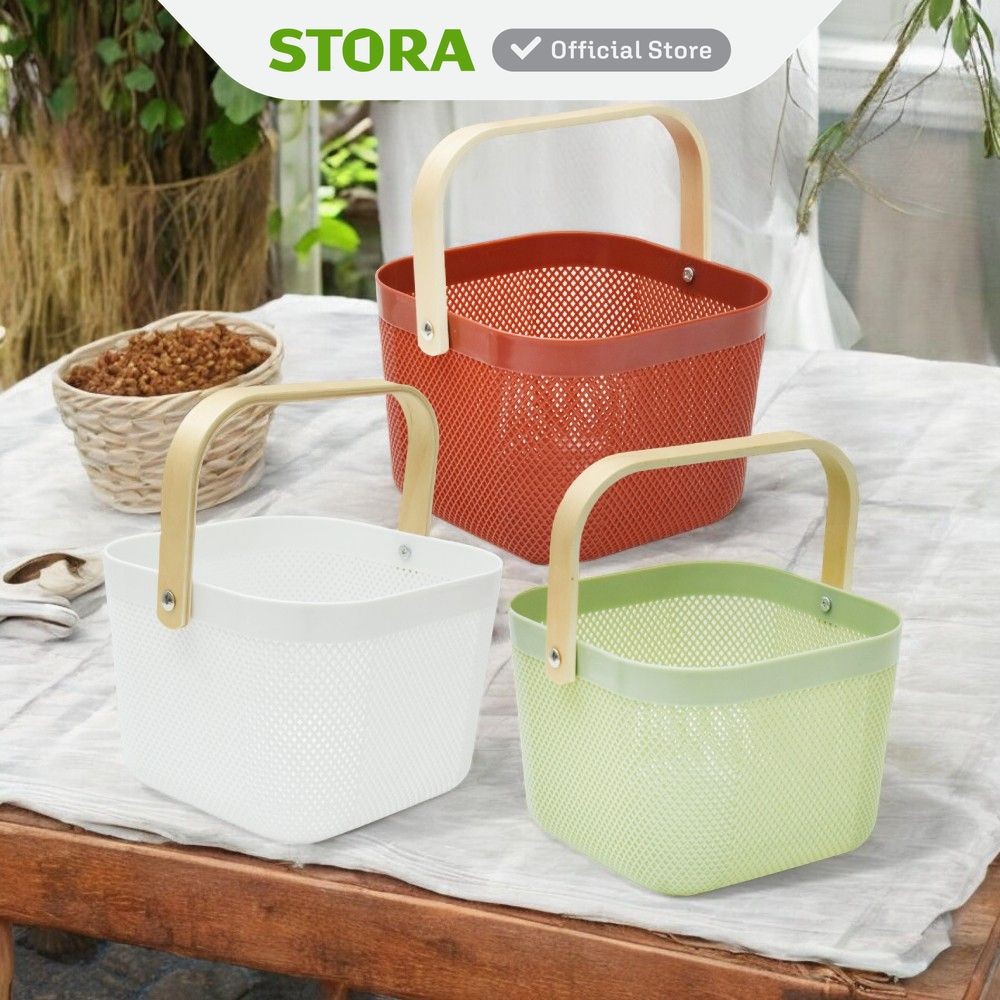 Jual Stora Keranjang Penyimpanan Handle Kayu Storage Basket Kotak ...
