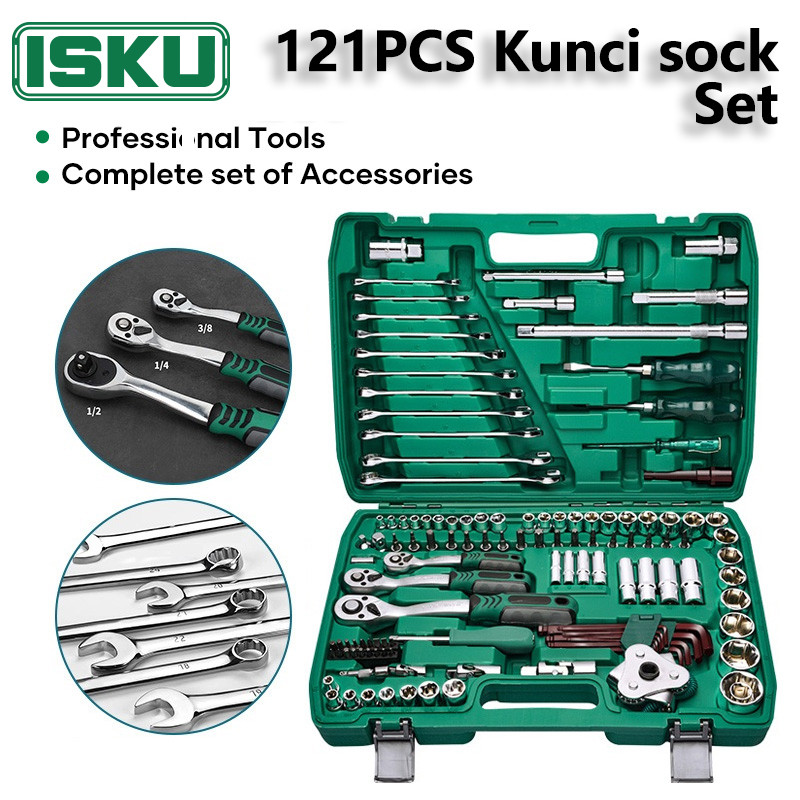 Jual Isku Kunci Shock Set Lengkap 121pcs 72Gigi Kunci Ratchet 1/2 1/4 3 ...