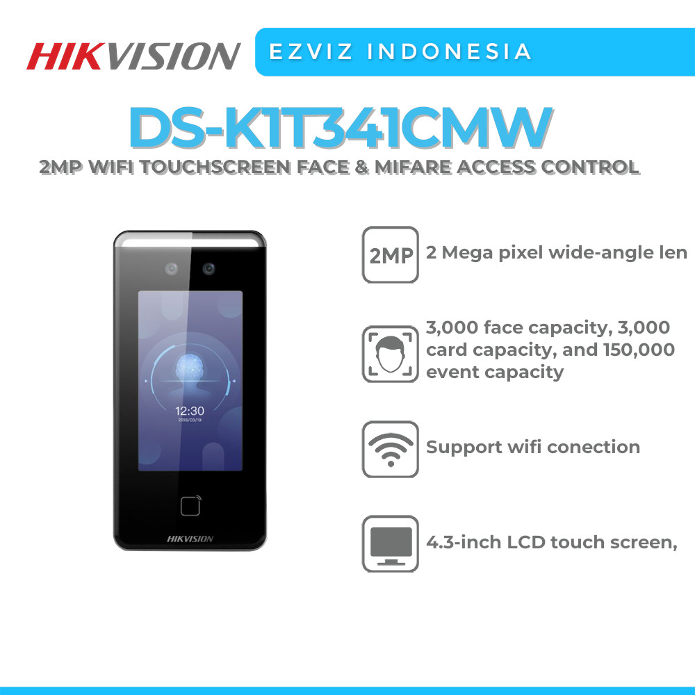 Jual HIKVISION DS-K1T341CMW 2MP WIFI TOUCHSCREEN FACE & MIFARE ACCESS CONTROL | Shopee Indonesia