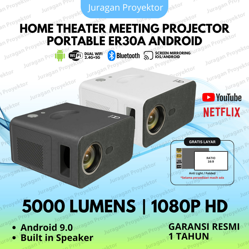 Jual AERA ER30A Proyektor Android Wifi 5000 Lumens | Proyektor Screen Mirroring | Proyektor ...