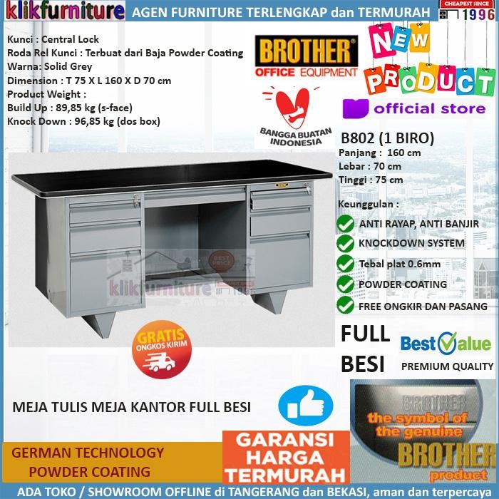Jual Meja Tulis Meja Kantor Meja Kerja Besi 1 Biro B802 Brother ...
