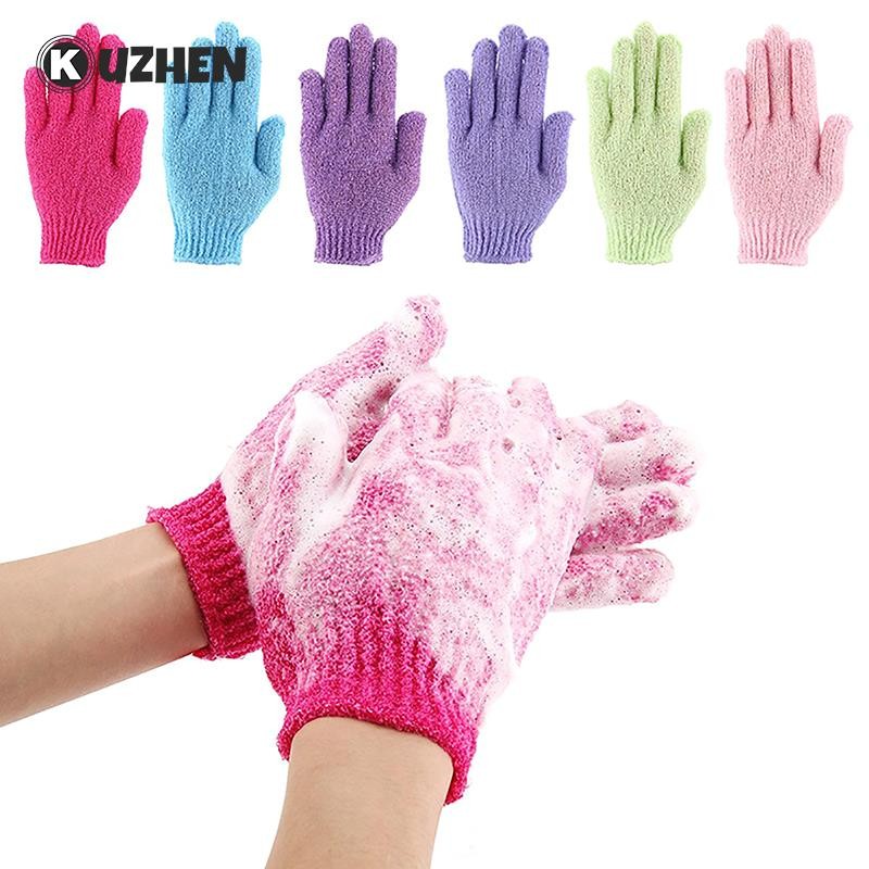 Jual 1pair Foam Rubbing Mud Peeling Exfoliating Five-Finger Bath Gloves ...