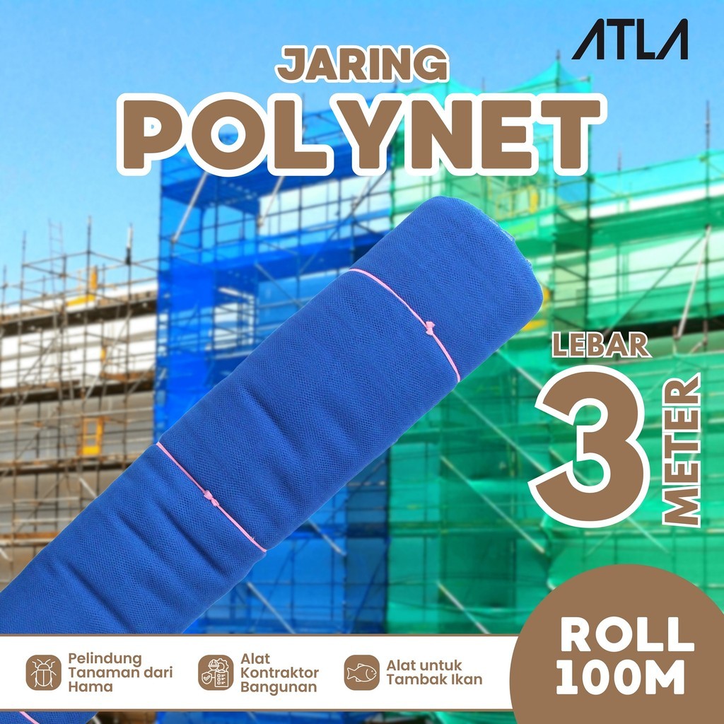 Jual Jaring Polynet Biru 3Meter Roll Waring Pagar Kolam Ikan Teduh ...