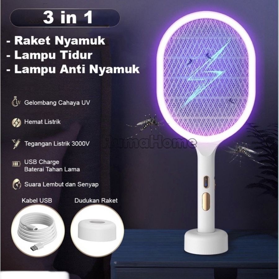 Jual Raket Nyamuk 3in1 Perangkap Nyamuk Lampu Led UV Aoki AK 893S Insect Killer | Shopee Indonesia