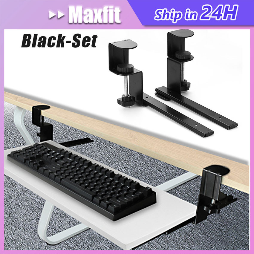 Jual 2Pcs Bracket Jepit Meja Keyboard Tray Clamp Sliding Desk Mount ...