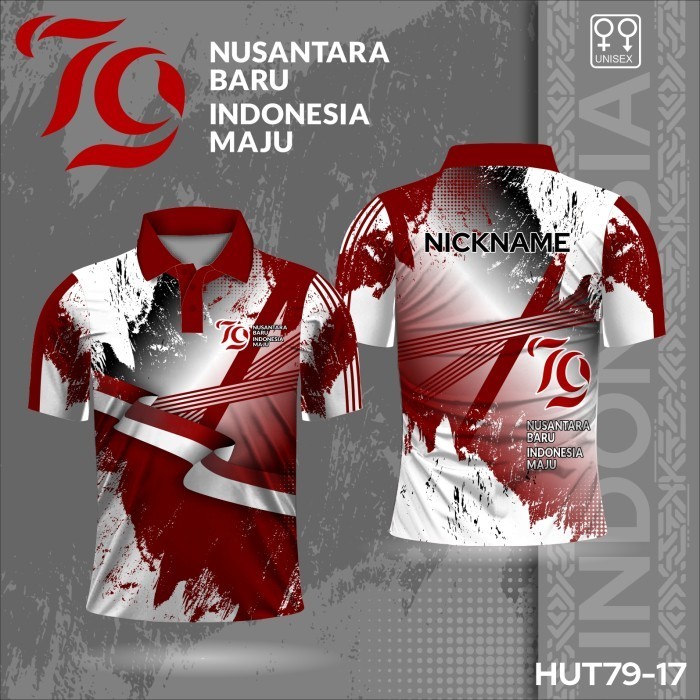 Jual promo 17 Polo Jersey hut kemerdekaan ri ke 79 kaos 17an 2024 baju indonesia free custom ...