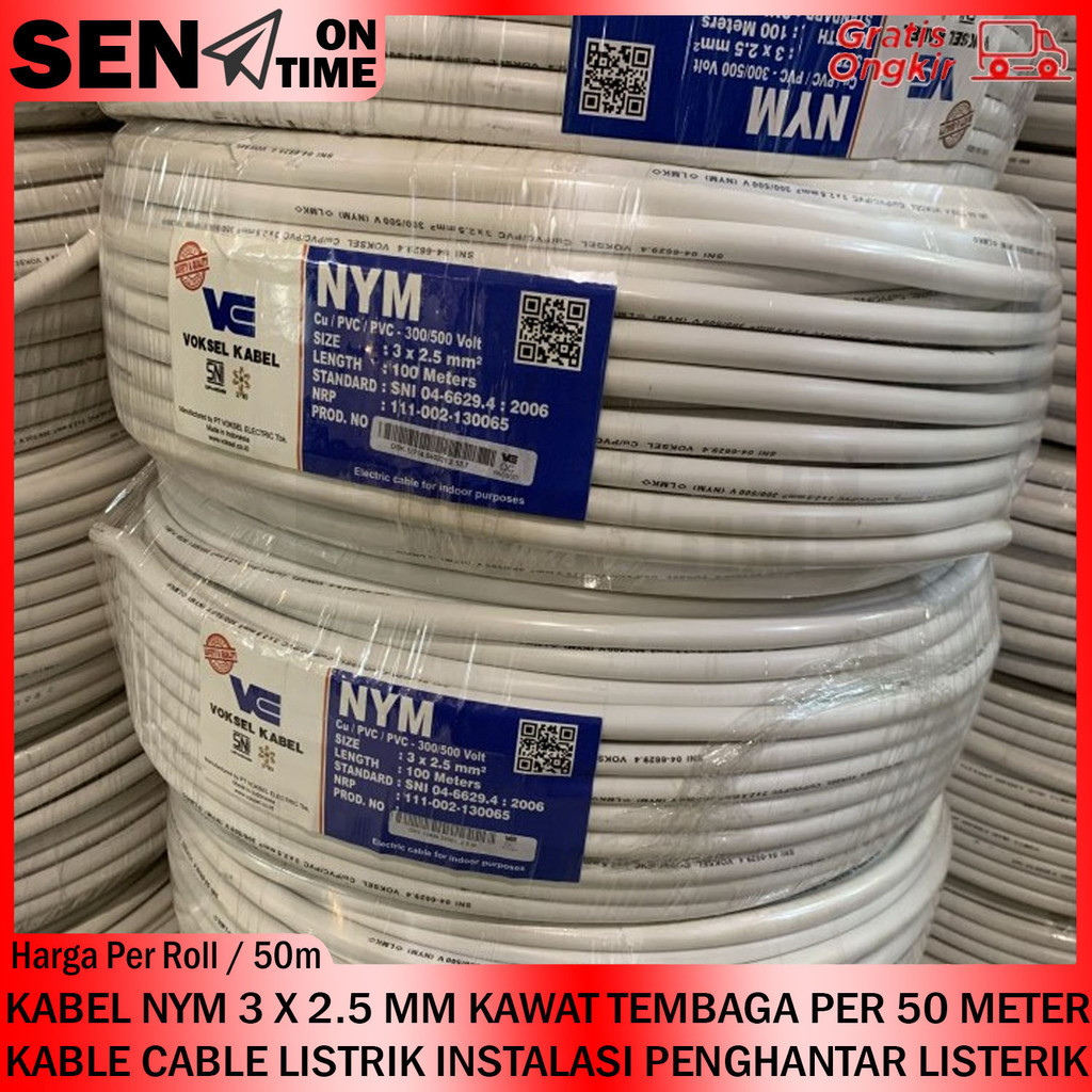 Jual Kabel NYM 3 X 2.5 MM Per 50 meter Kawat Tembaga Kable Cable Listrik Instalasi Penghantar ...