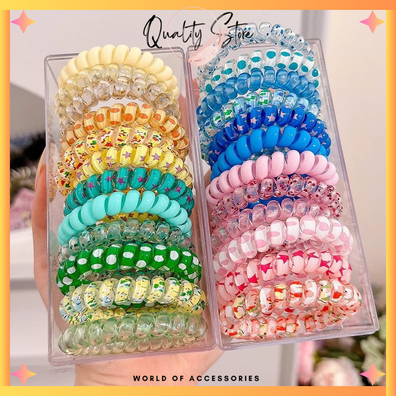 Jual QS - KUNCIRAN IKAT RAMBUT SPIRAL GLOSSY FASHION 6PCS / IKATAN ...