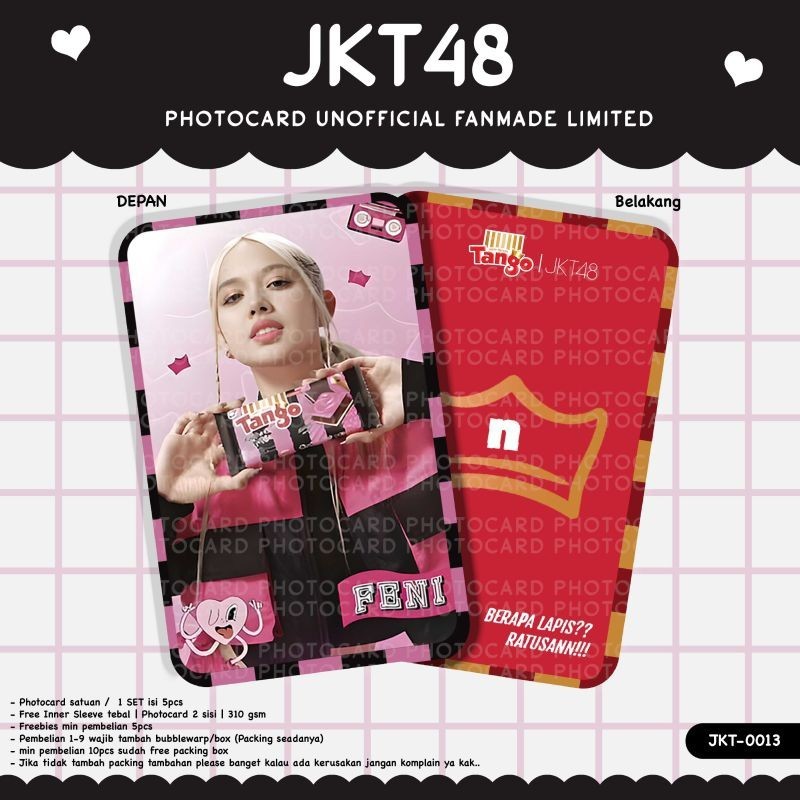 Jual LIMITED!! UNOFF PHOTOCARD JKT48 25pcs X TANGO BLACK&PINK FENI/JKT | Shopee Indonesia
