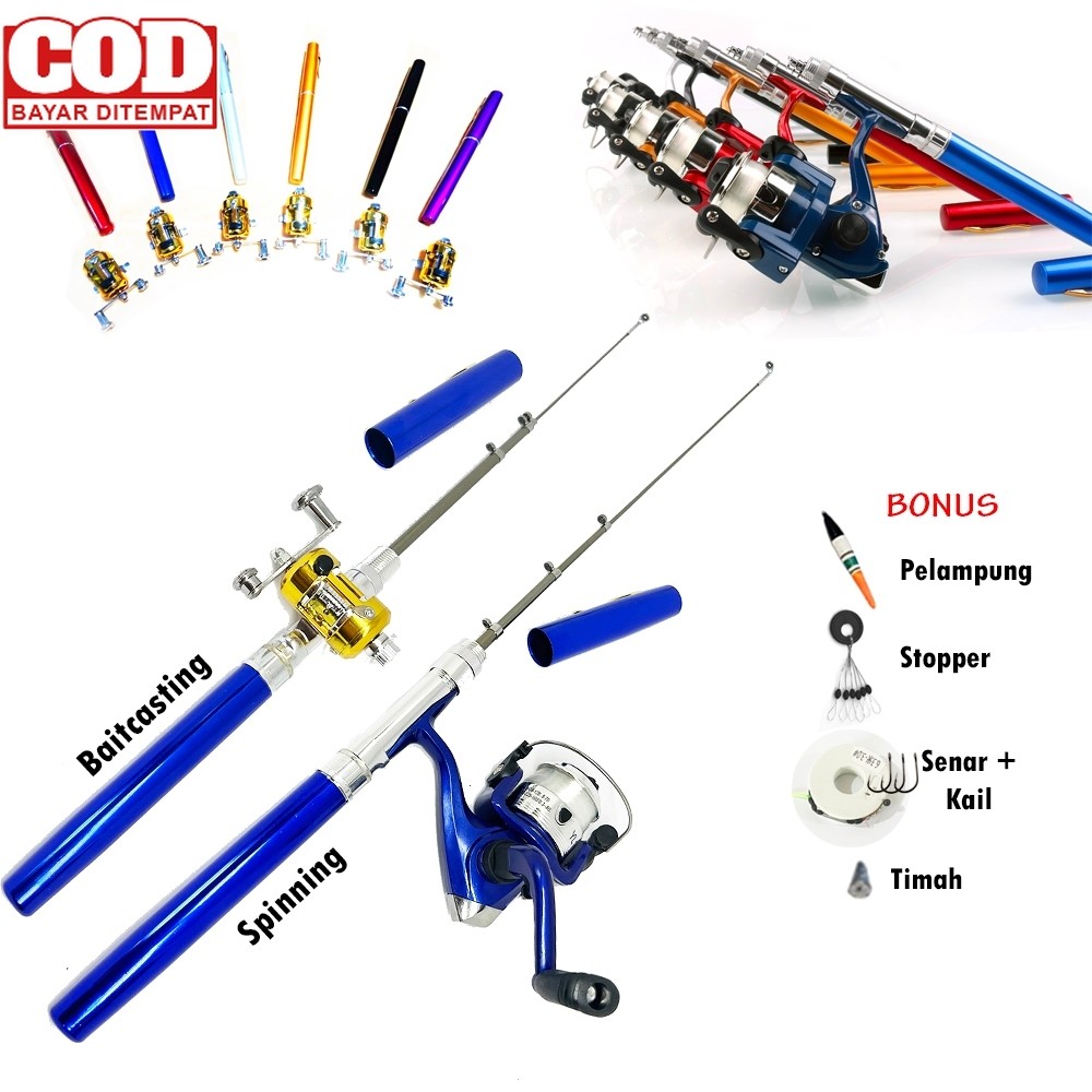 Jual Joran pena alat pancing mini fsihing rod pen mini portable banyak ...