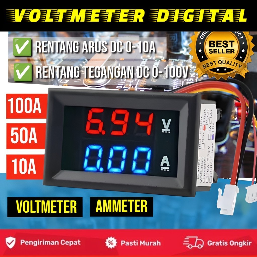Jual Alat Pengukur Tegangan / Arus DC Ammeter Voltmeter Electric DIY LED Display for Power ...