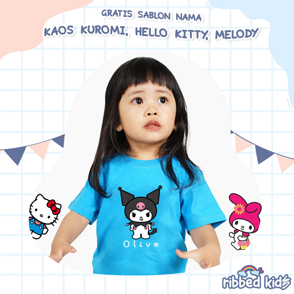 Jual GRATIS SABLON NAMA | KAOS KARTUN KUROMI, HELLO KITTY, MELODY ANAK ...