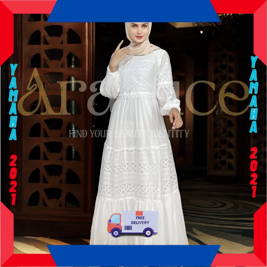 Jual GAMIS CEWEK MUSLIMAH LONG DRESS KONDANGAN / Baju Dress Gamis Putih ...