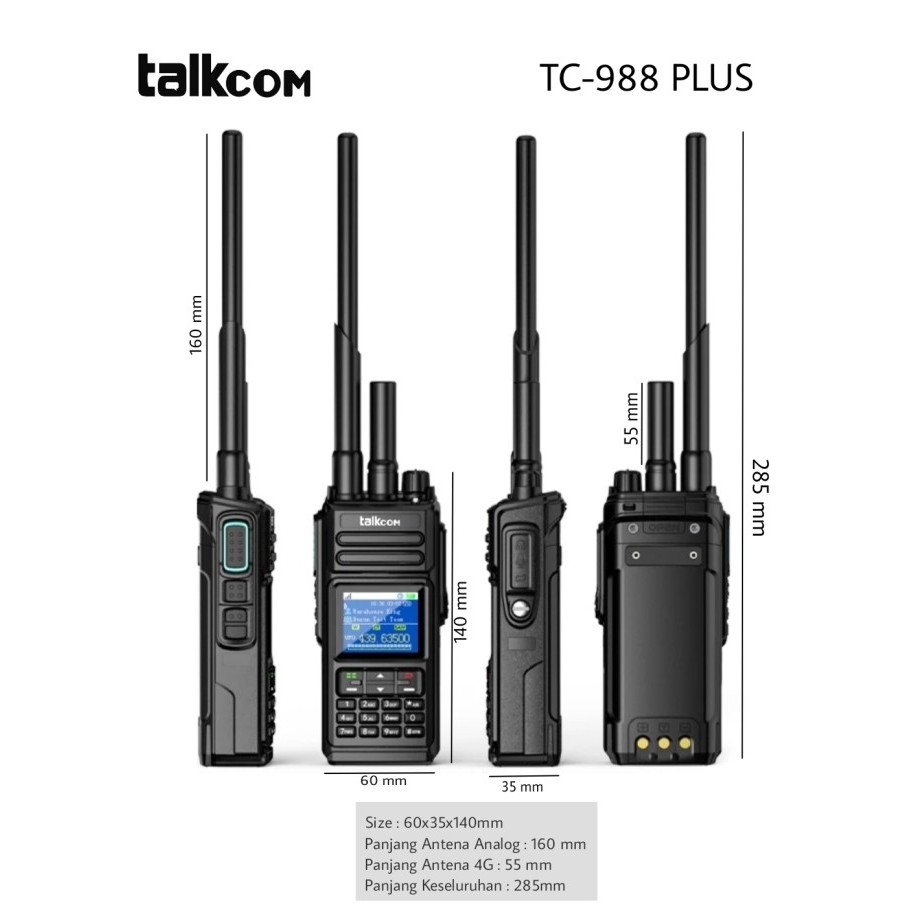 Jual Talkcom TC-988PLUS Hybrid Radio HT PoC+Analog 10 Watt Waterproof ...