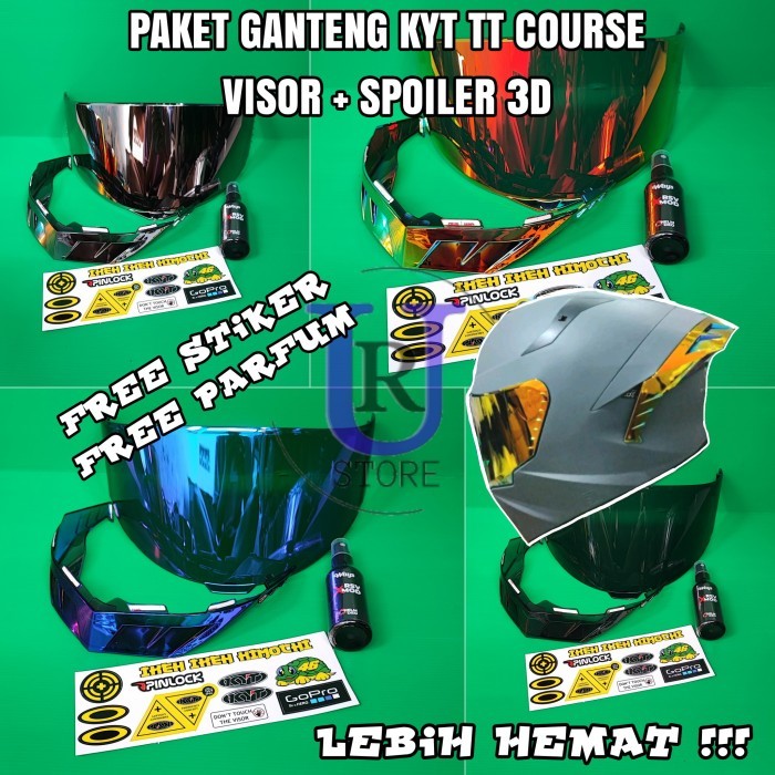 Jual PAKET GANTENG | VISOR IRIDIUM + SPOILER 3D HELM KYT TT COURSE ...