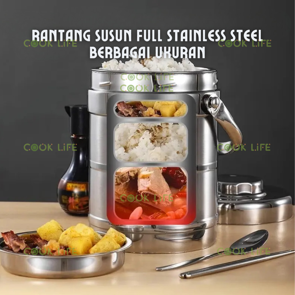 Jual Rantang Susun Full Stainless Steel Berbagai Ukuran Tempat Bekal ...