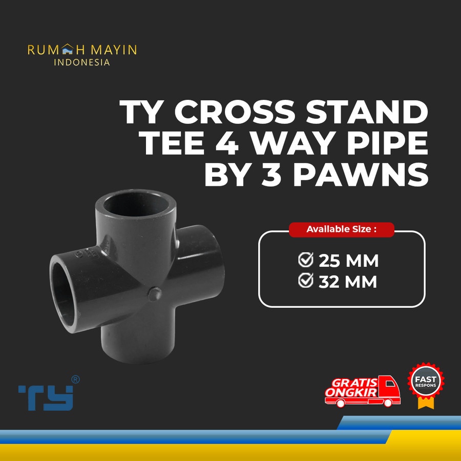 Jual TY Cross Stand Tee Four 4 Way Pipa Pipe U - PVC by 3 Pawns | Shopee Indonesia