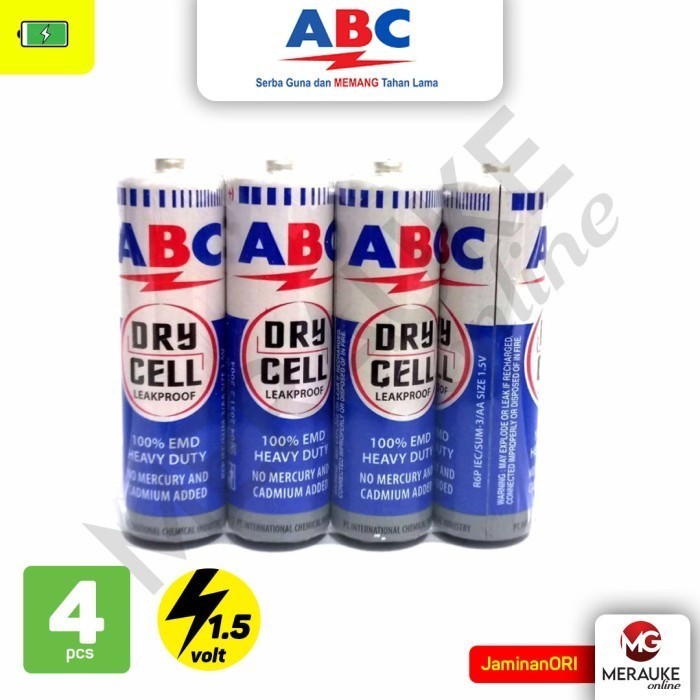 Jual Baterai ABC Biru Dry Cell AA - Isi 4 | Shopee Indonesia