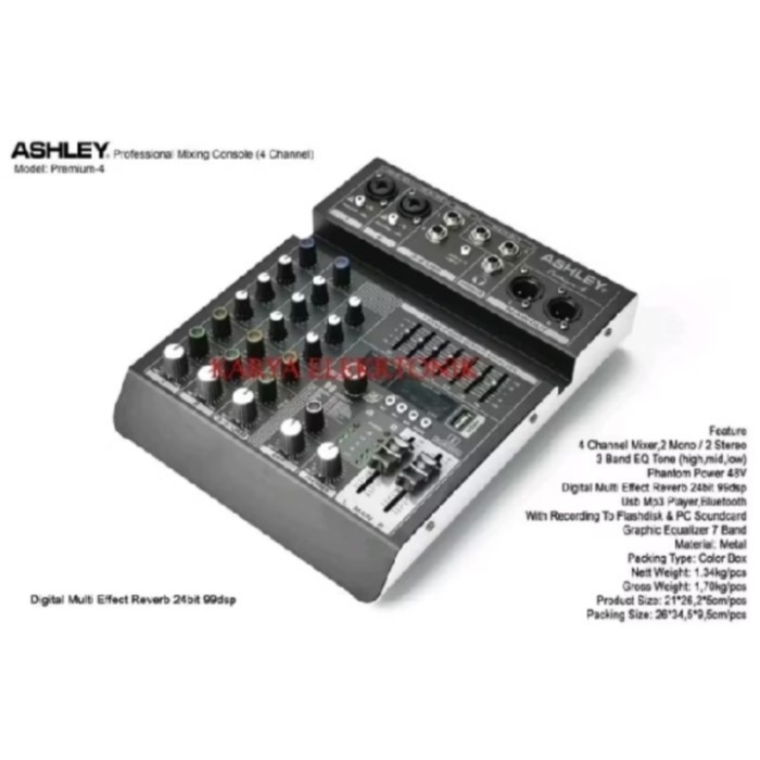 Jual Mixer Ashley Premium 4 Original 4 Channel Bluetooth - USB With Soundcard / Mixer Ashley ...