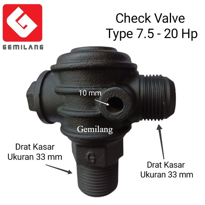 Jual Check Valve Besi Kompresor Type 7.5 - 20 Hp Katup Satu Arah Ukuran ...