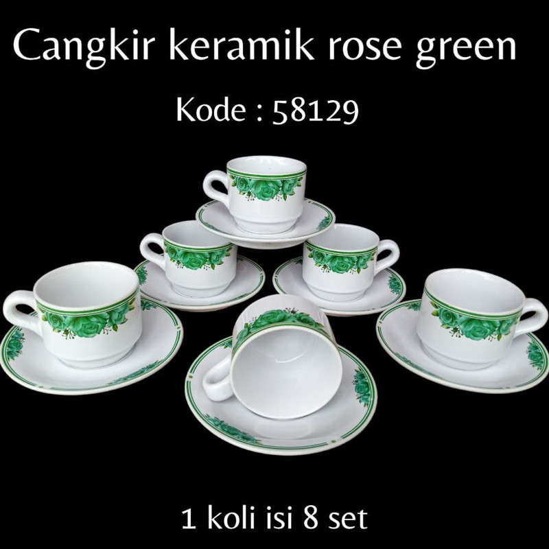 Jual cangkir keramik bunga plus tatakan | Shopee Indonesia