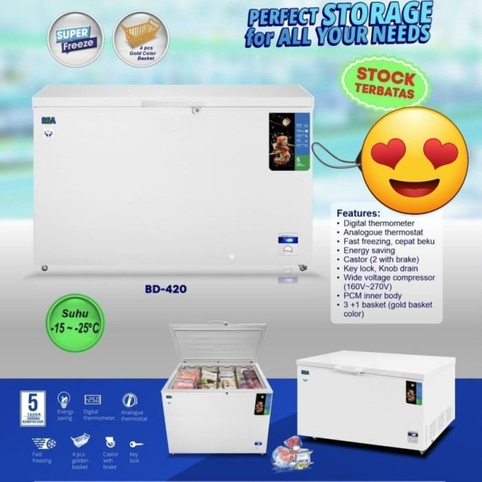 Jual Chest Freezer RSA BD 420 / BD420 Freezer Daging Frozen Food ...