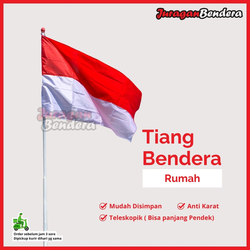 Jual Tiang Bendera Rumah 3 Meter + Bendera Merah Putih Rumah | Shopee ...