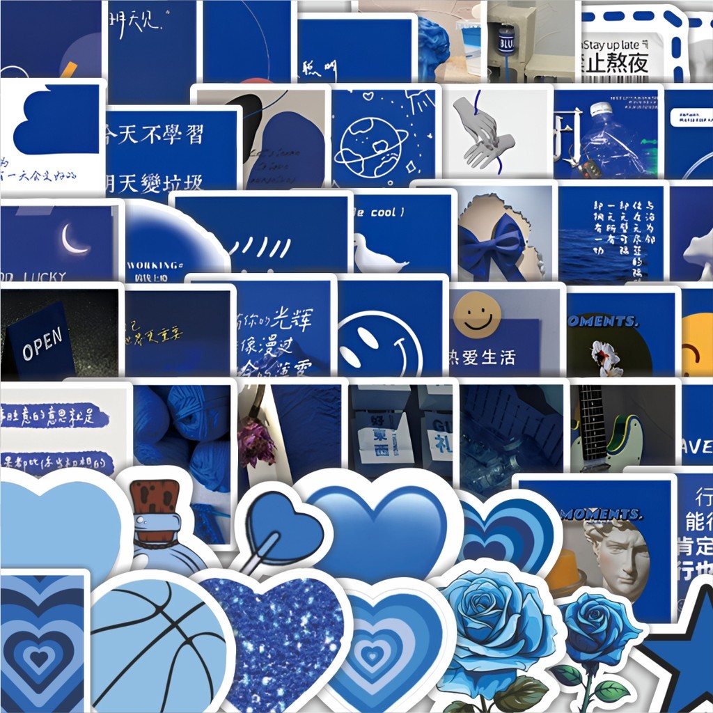 Jual Stiker Cutting Pack Stiker INS Cute Blue [Biru Lucu] Isi 100Pcs ...