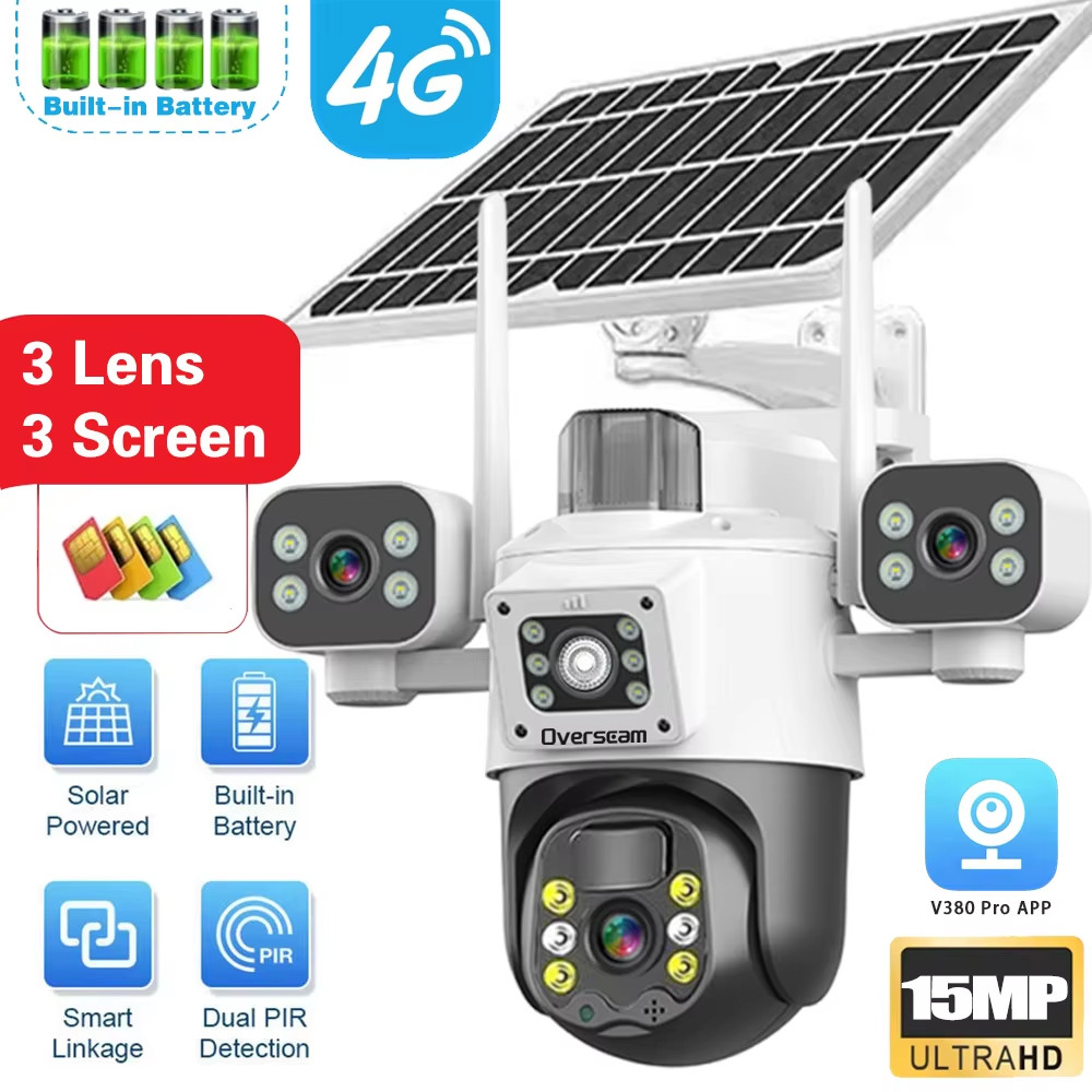 Jual 4G SIM Card V380 Pro 3 Lens IP Solar Camera 15MP Outdoor ...