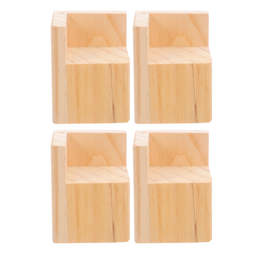 Jual 4pcs Height Extenders Solid Wood Chair Leg Risers Khaki Furniture ...